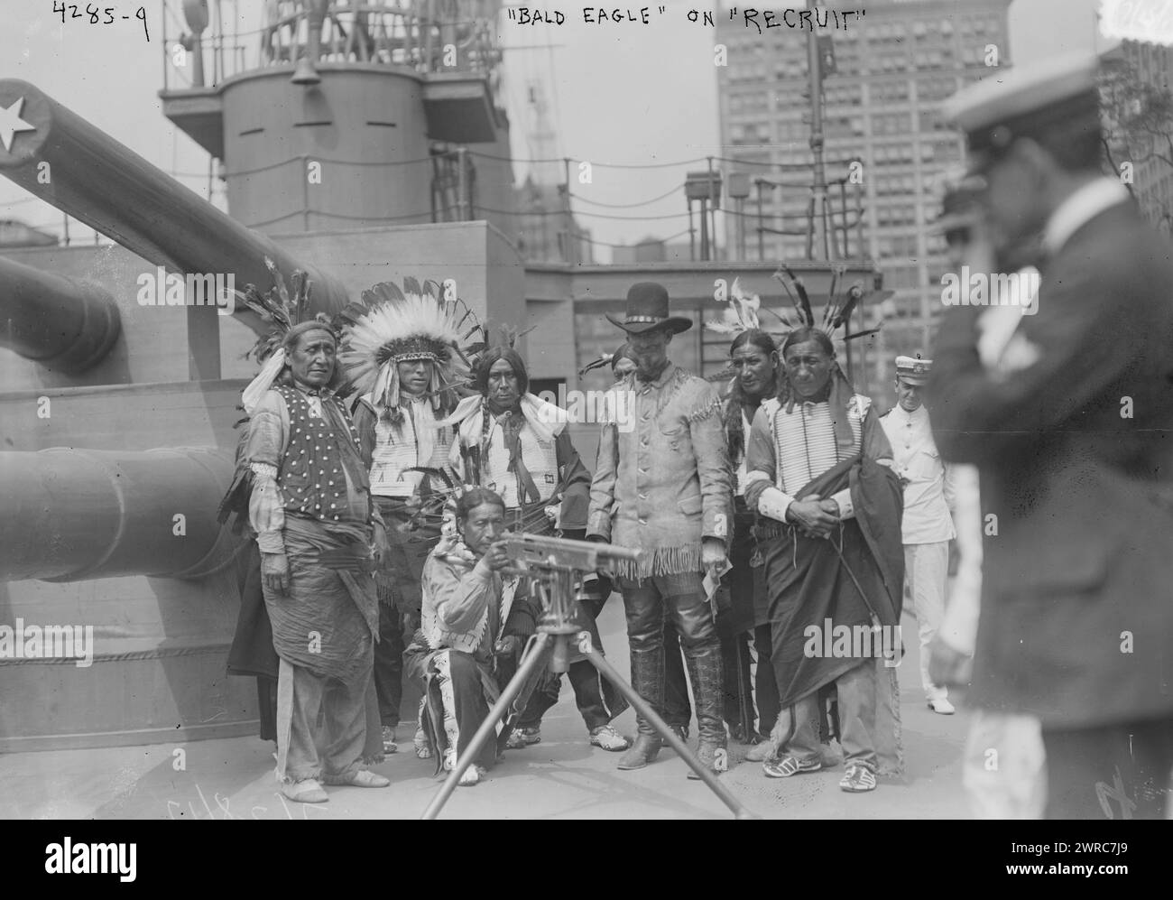 Chief Bald Eagle on RECRUIT, Photograph shows a group of Native ...