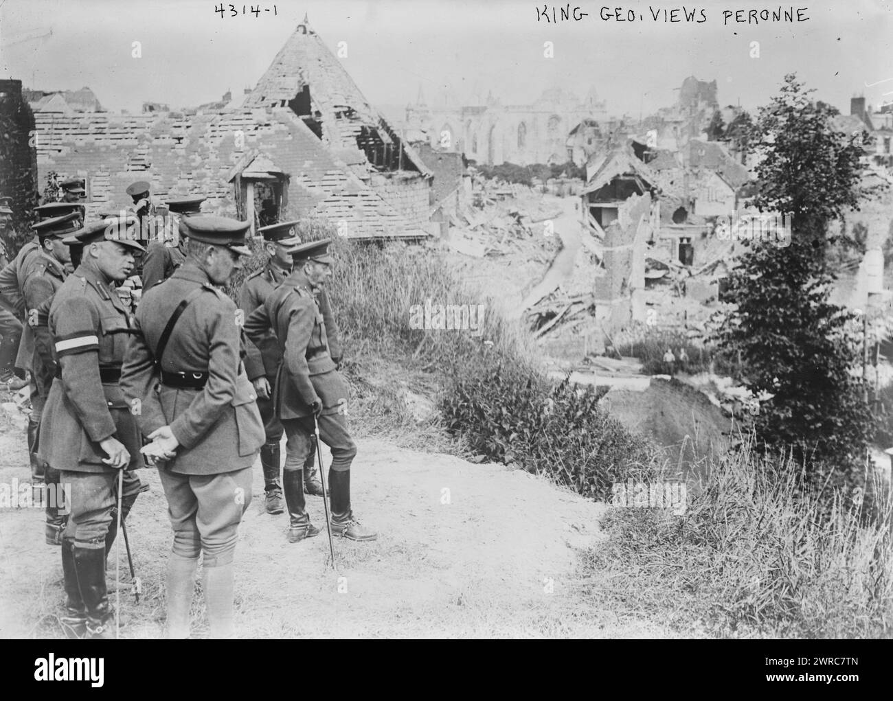 King Geo. views Peronne, Photograph shows King George V, Edward, Prince ...