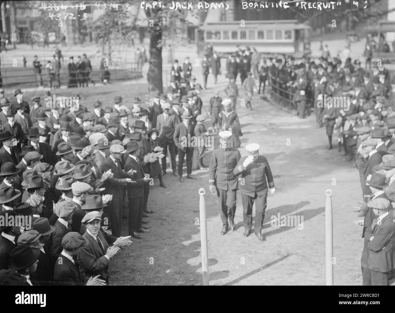 Capt. Jack Adams boarding RECRUIT, Photograph shows Captain Jack Adams ...