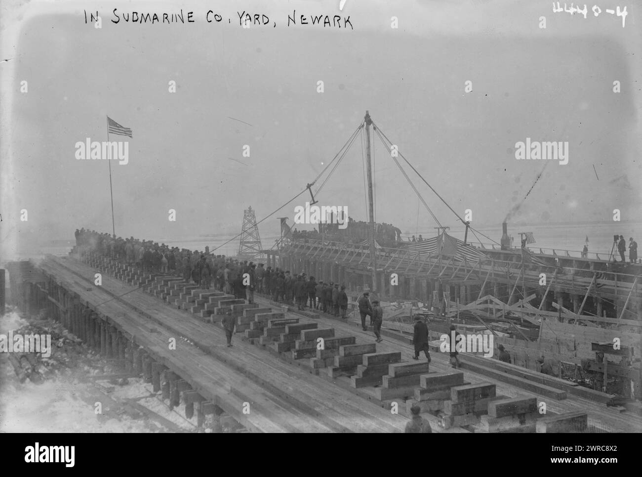 In Submarine Co. Yard, Newark, Photograph shows the Newark Bay Shipyard ...