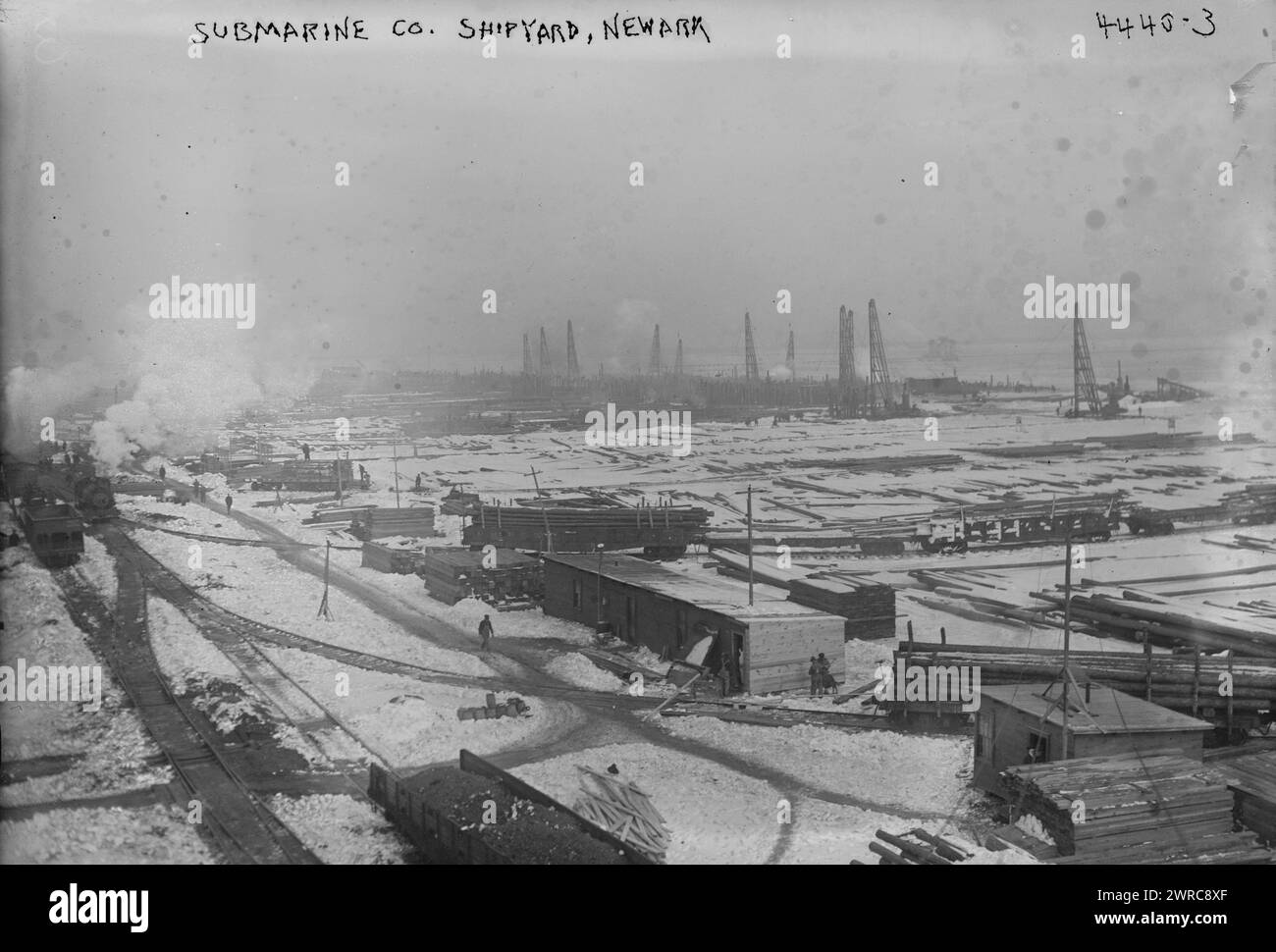 Submarine Co. Shipyard, Newark, Photograph shows the Newark Bay ...