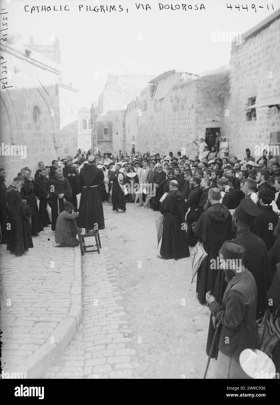 Catholic pilgrims, Via Dolorosa, Photograph shows Catholic pilgrims on ...