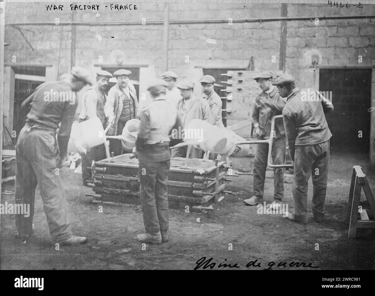 War Factory, France, Photograph shows men working in a factory in ...