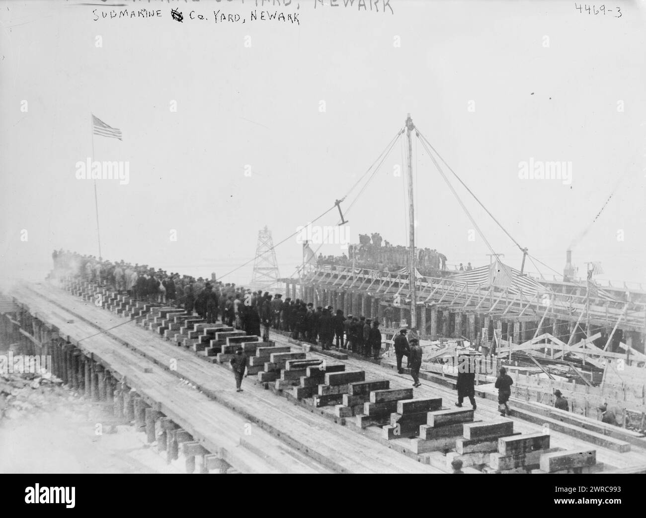 Submarine Co. yard, Newark, Photograph shows the Newark Bay Shipyard ...