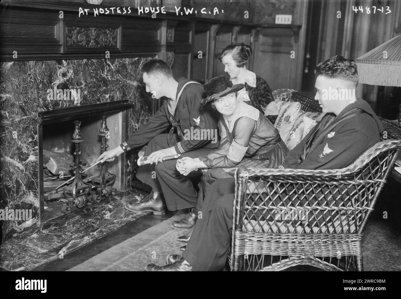At Hostess House, Y.W.C.A., Photograph shows women and military ...