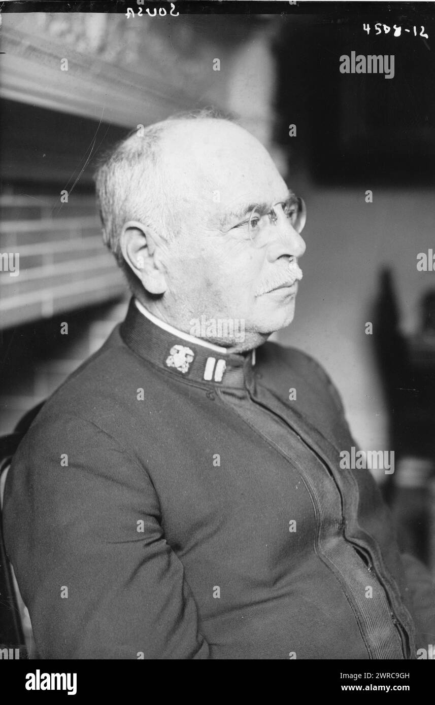 Sousa, Photo shows composer and conductor John Philip Sousa, seated in ...