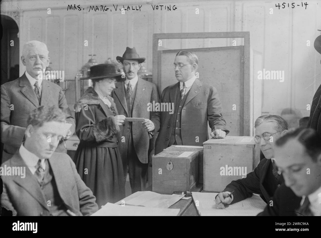 Mrs. Marg. V. Lally voting, Photograph shows Mrs. Margaret V. Lally ...
