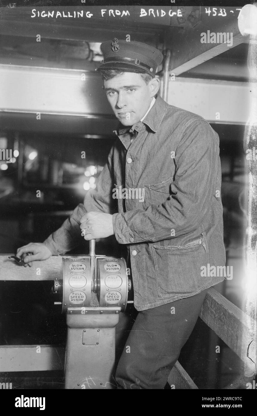 Signalling from bridge, between ca. 1915 and ca. 1920, Glass negatives ...