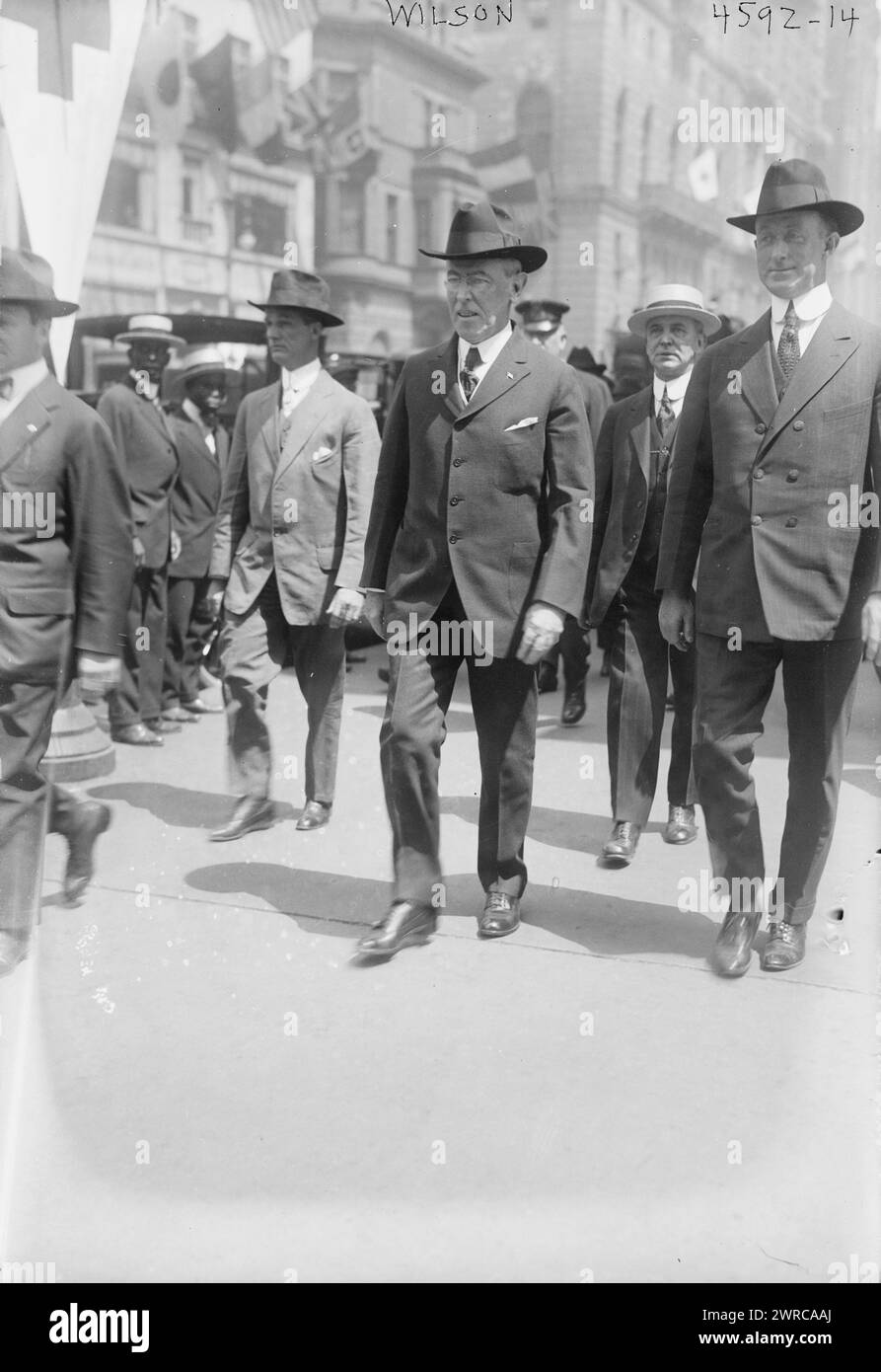 Wilson, Photograph shows President Woodrow Wilson (1856-1924) marching ...