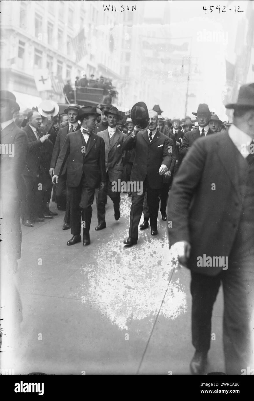 Wilson, Photograph shows President Woodrow Wilson (1856-1924) marching ...