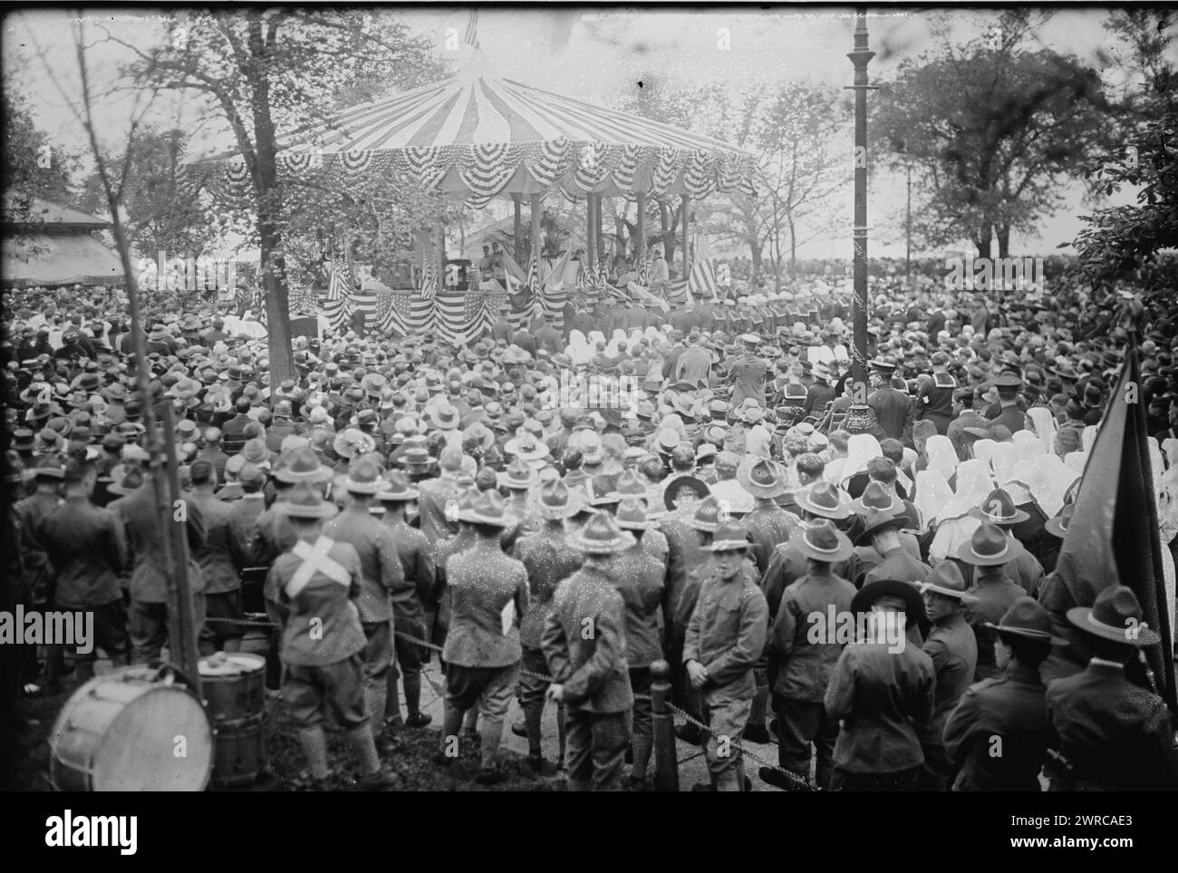 Field Mass, Photograph shows the military mass at the Battery, New York ...