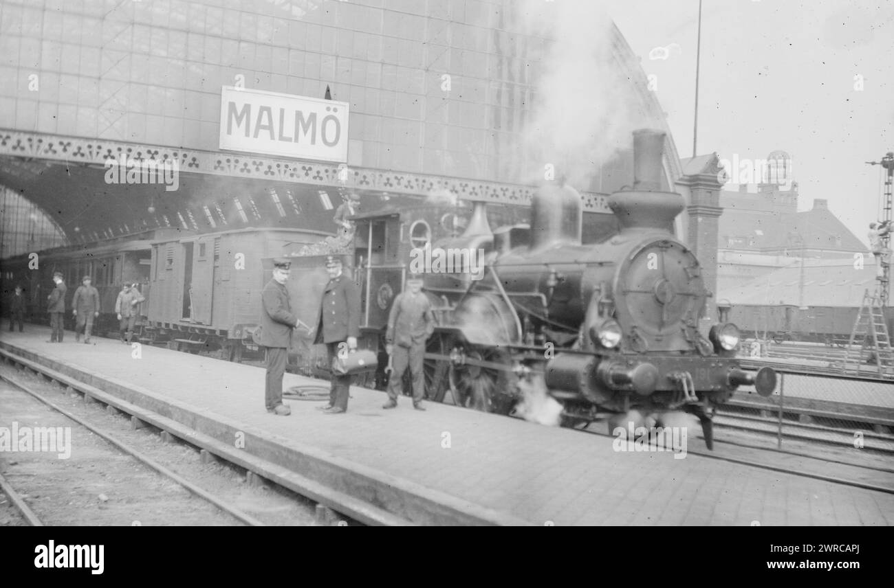 Train at station. Malmo, Sweden, between ca. 1915 and ca. 1920, Malmo ...