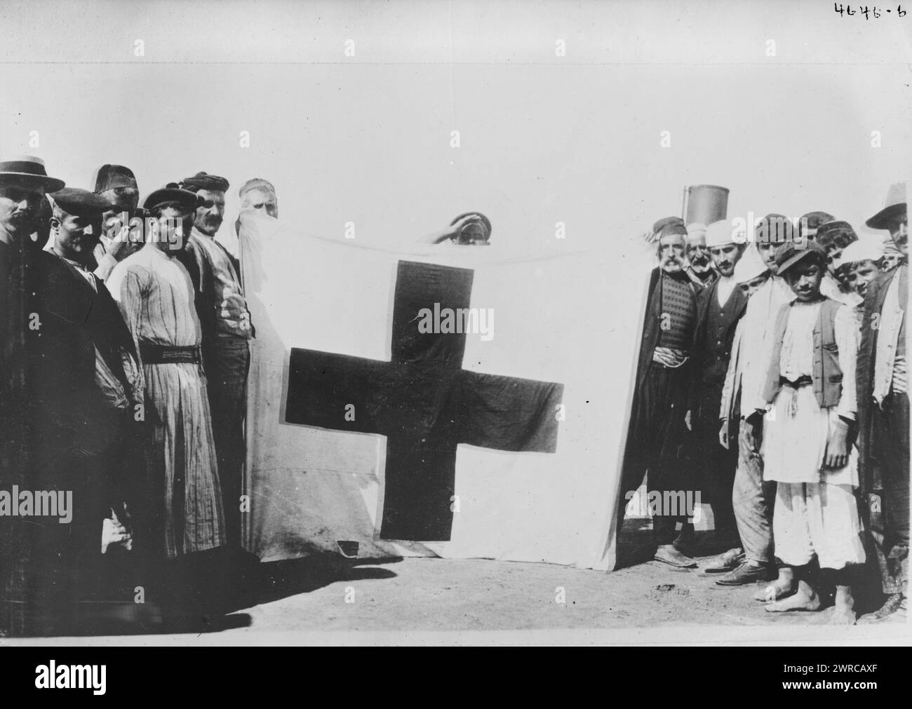 Red Cross, Photograph shows Armenians with the flag they used to signal ...