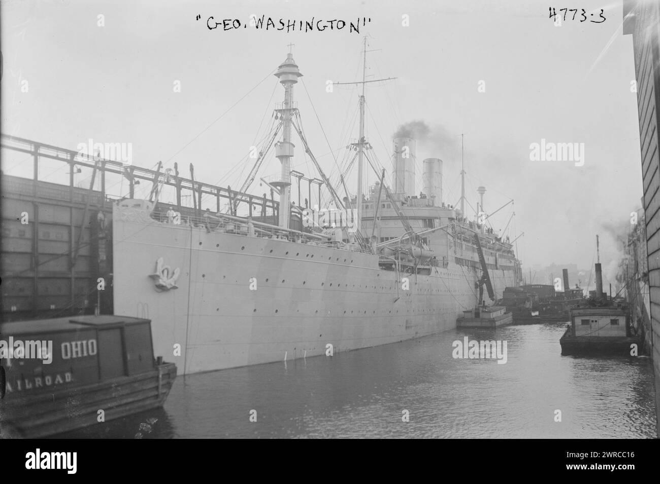 GEO. WASHINGTON, Photograph shows the ocean liner SS George Washington awaiting departure in New ...