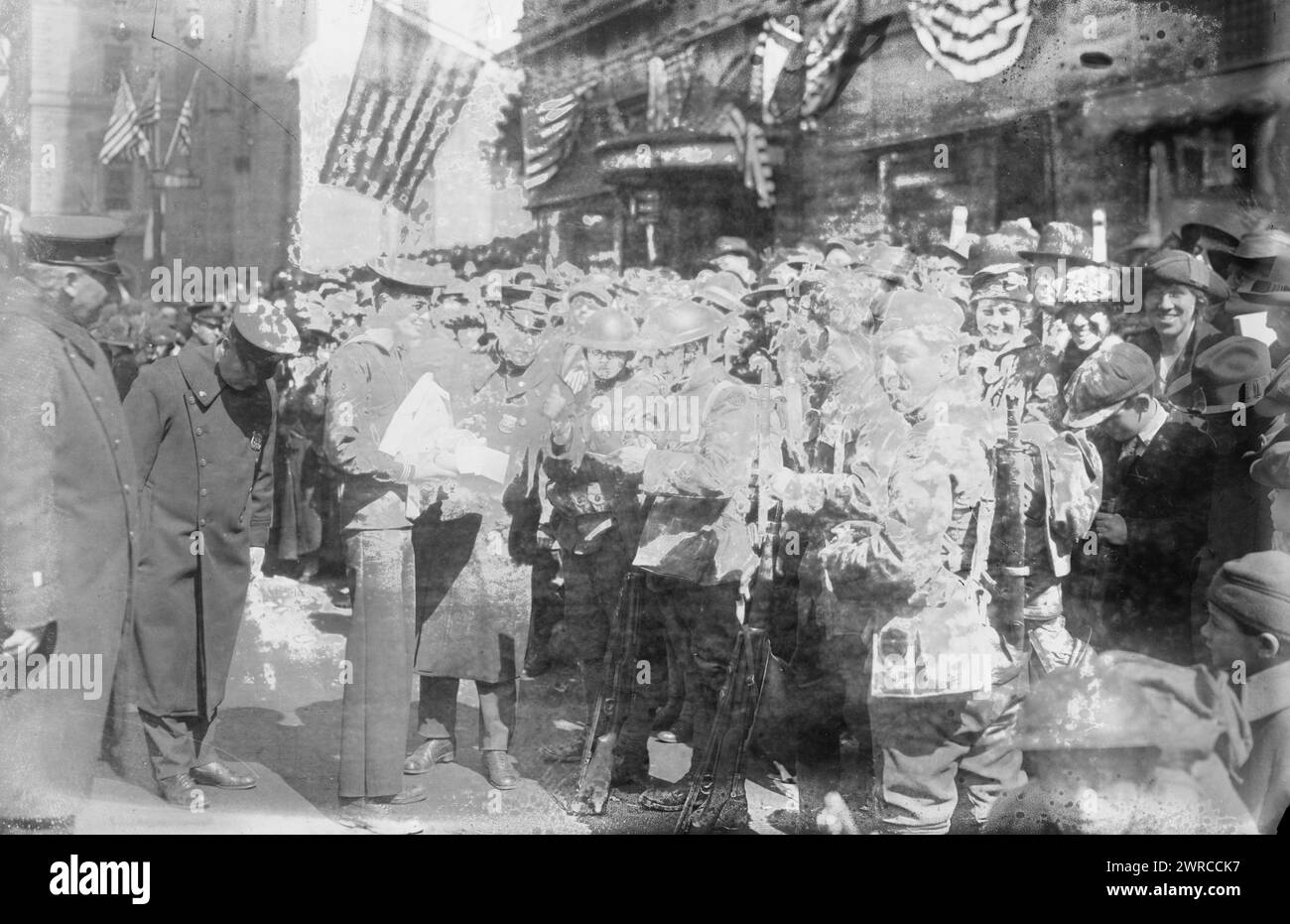 Refreshing weary 27th men, Photograph shows parade for the soldiers of ...