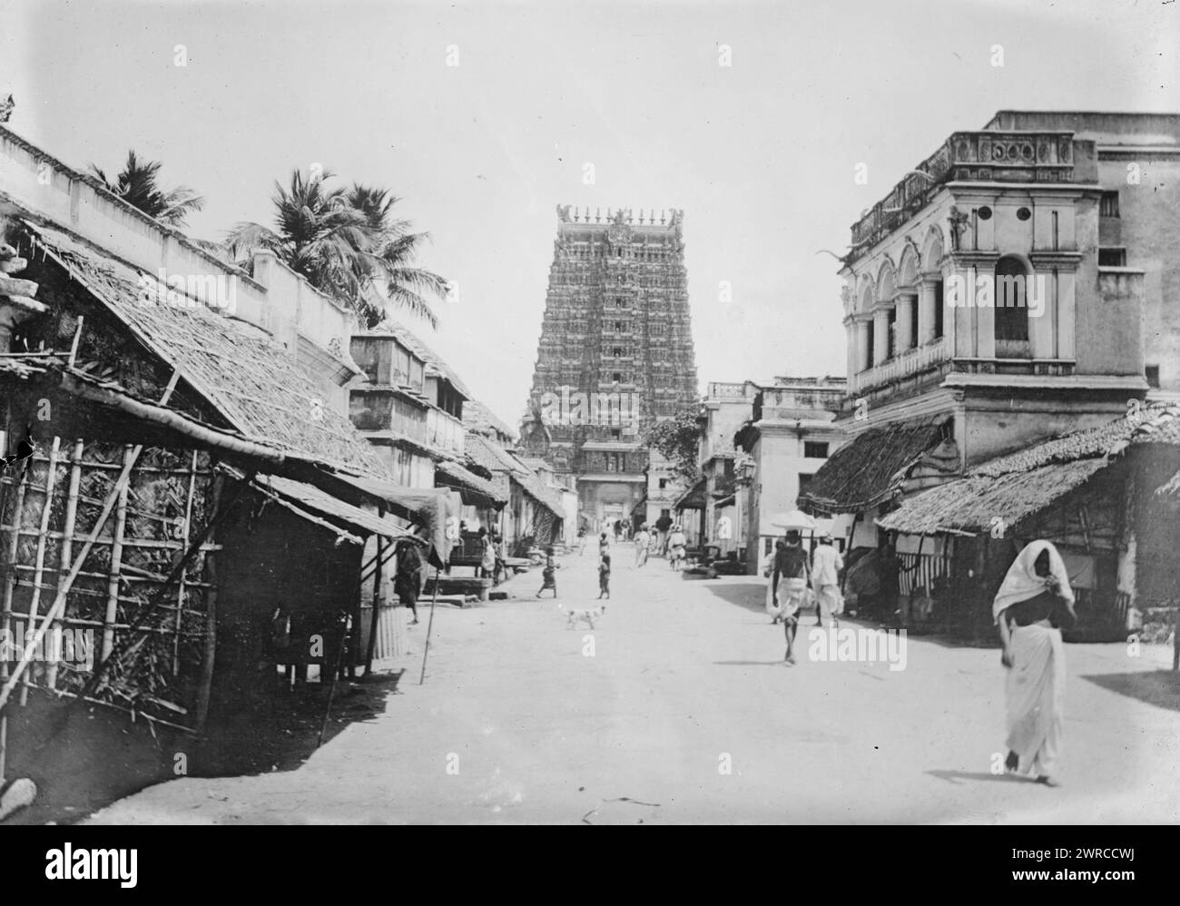 Street & Temple, Madura, Photograph shows a temple and street in ...