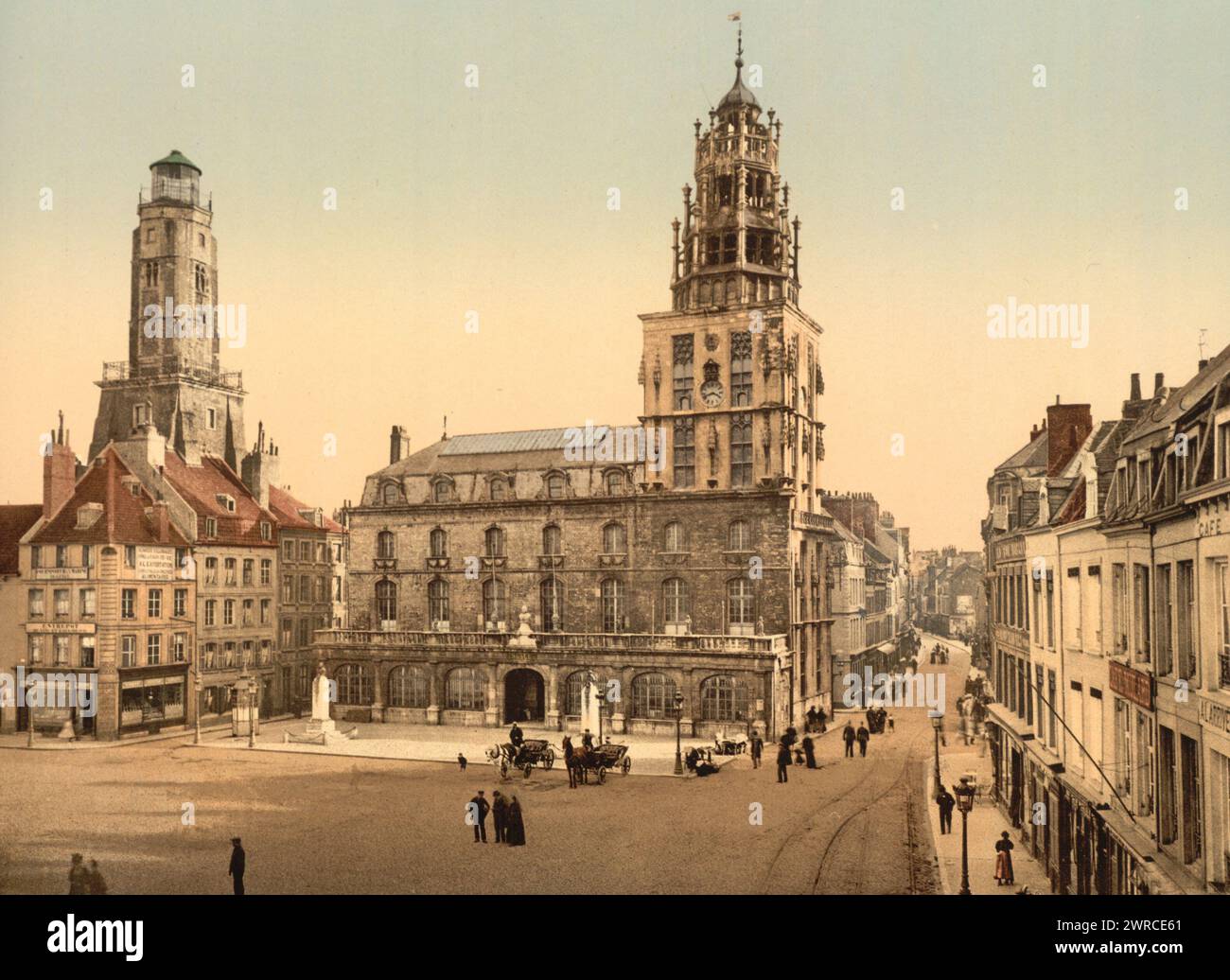 La Place d'Armes, Calais, France, between ca. 1890 and ca. 1900., Color ...