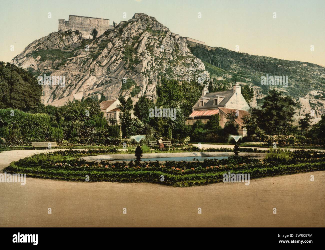 The mountain and Fort du Roule, Cherbourg, France, between ca. 1890 and ca. 1900., Color, 1890 ...