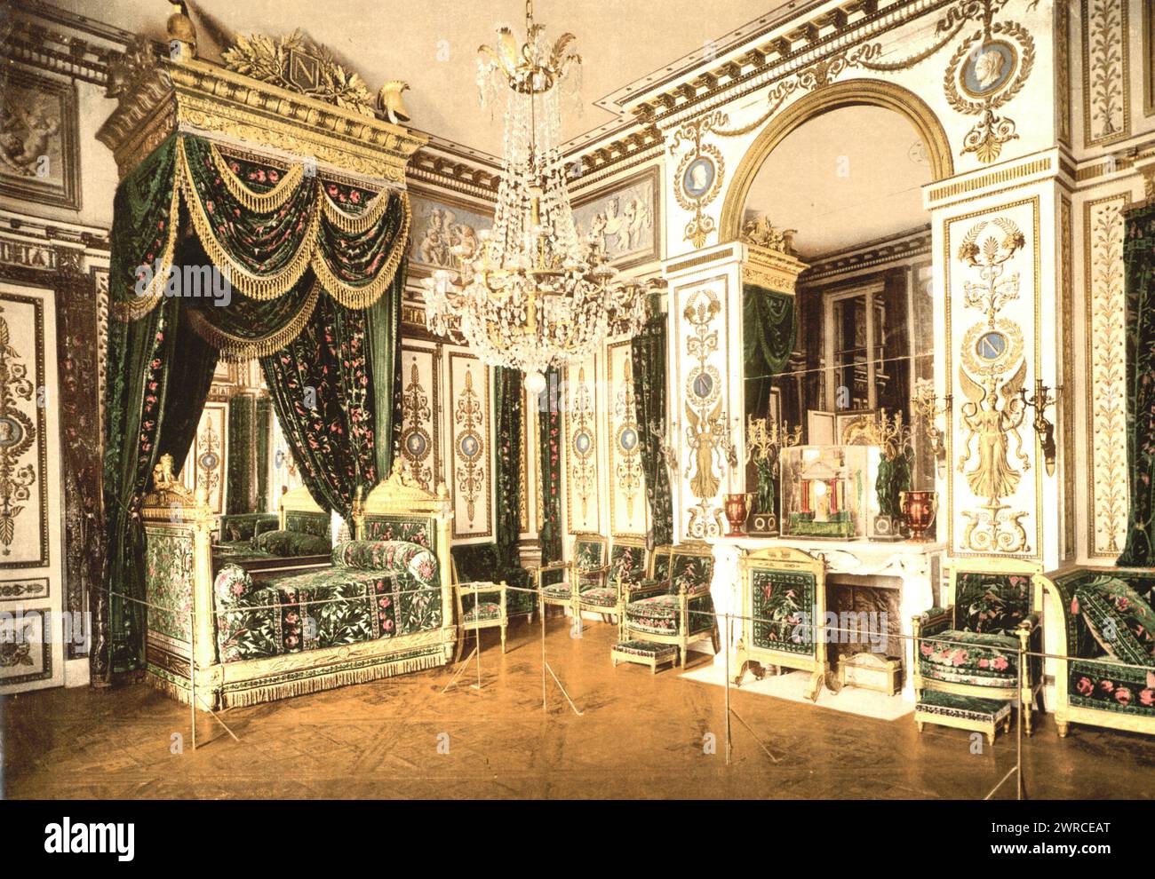 Bedroom of Napoleon I, Fontainebleau Palace, France, between ca. 1890 ...