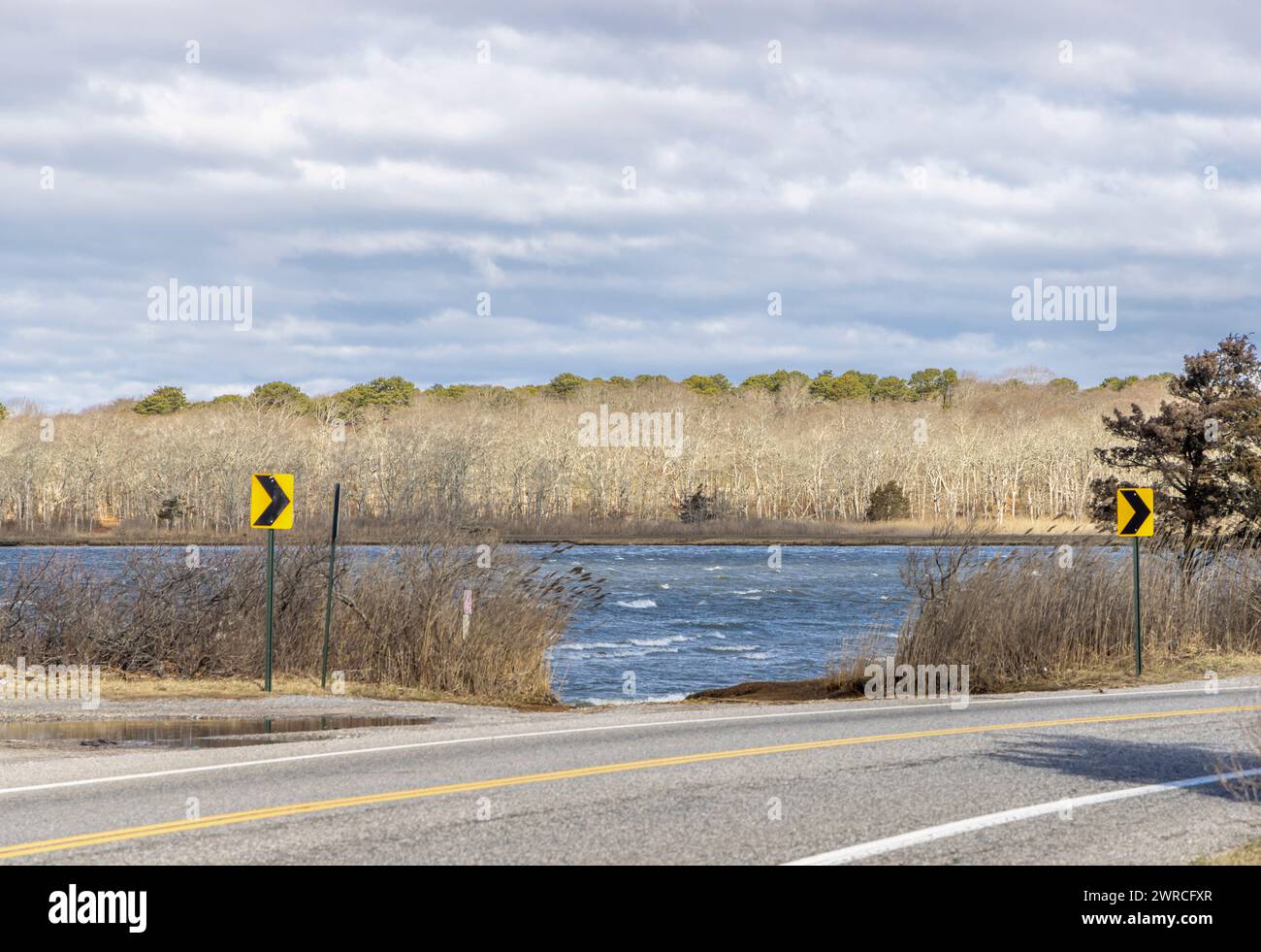landscape with new north highway and cold spring pond Stock Photo - Alamy