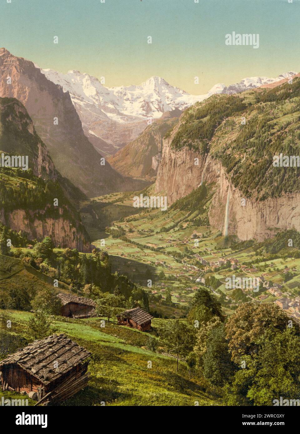 Lauterbrunnen Valley and Briethorn, from Wengen, Bernese Oberland ...
