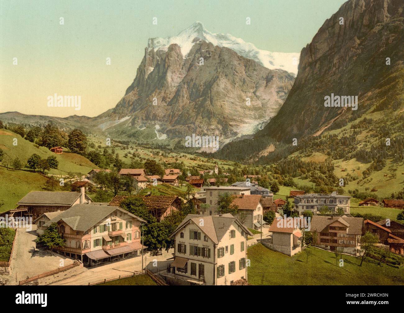Grindelwald and Wetterhorn Mountain, Bernese Oberland, Switzerland ...
