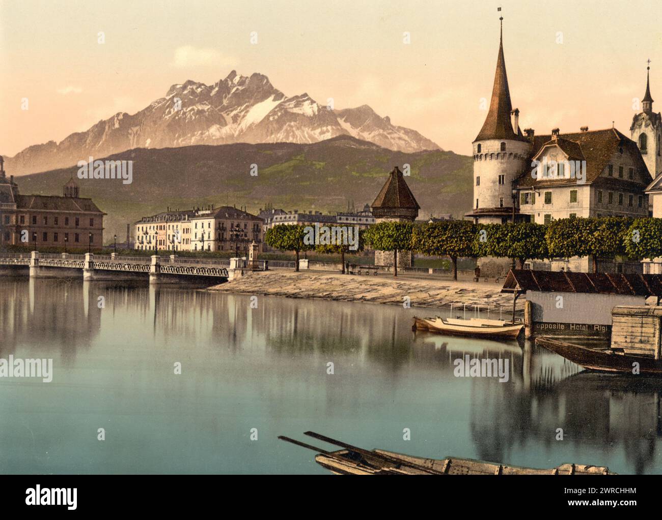 New Bridge and Pilatus, Lucerne, Switzerland, between ca. 1890 and ca ...