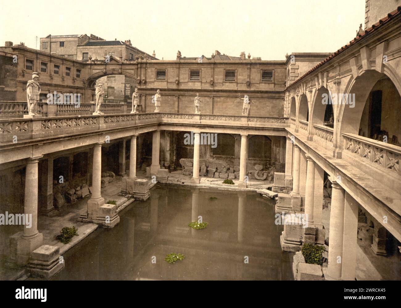 Roman Baths and Abbey, II, Bath, England, between ca. 1890 and ca. 1900 ...
