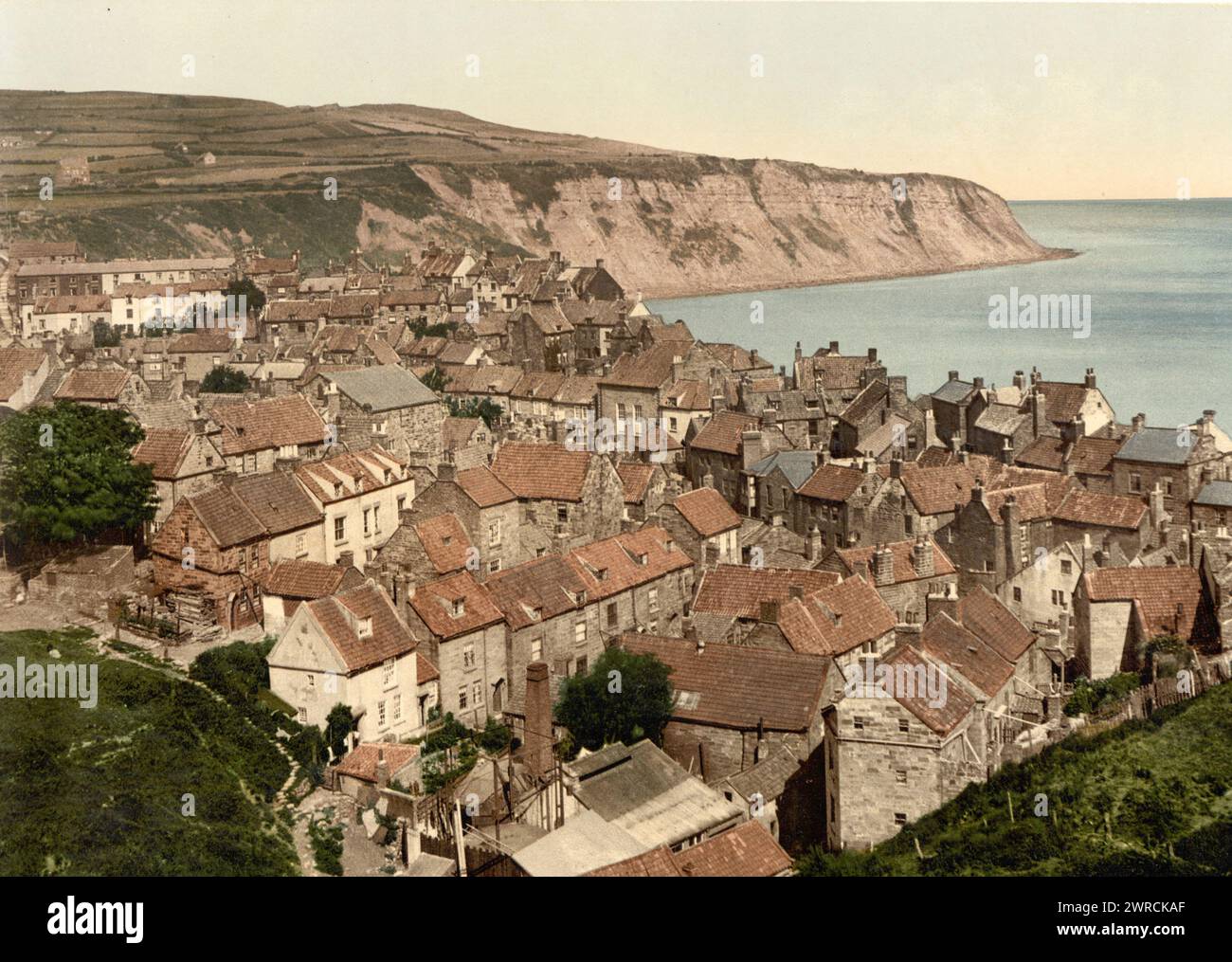 Robin Hood Bay, Image shows an aerial view of the fishing village of ...
