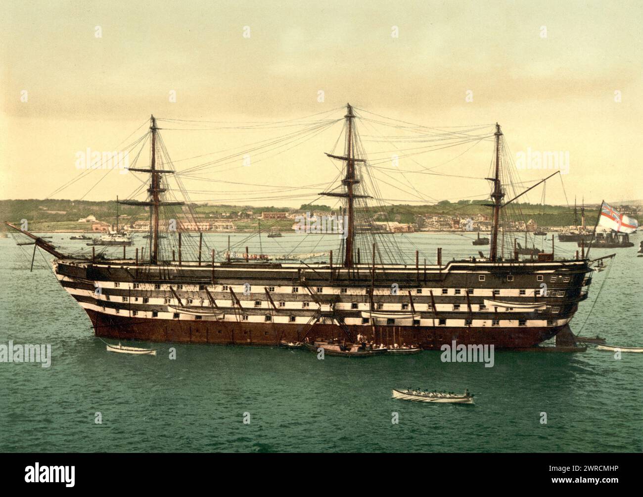 The 'Impregnable' training ship, Plymouth, England, between ca. 1890 ...