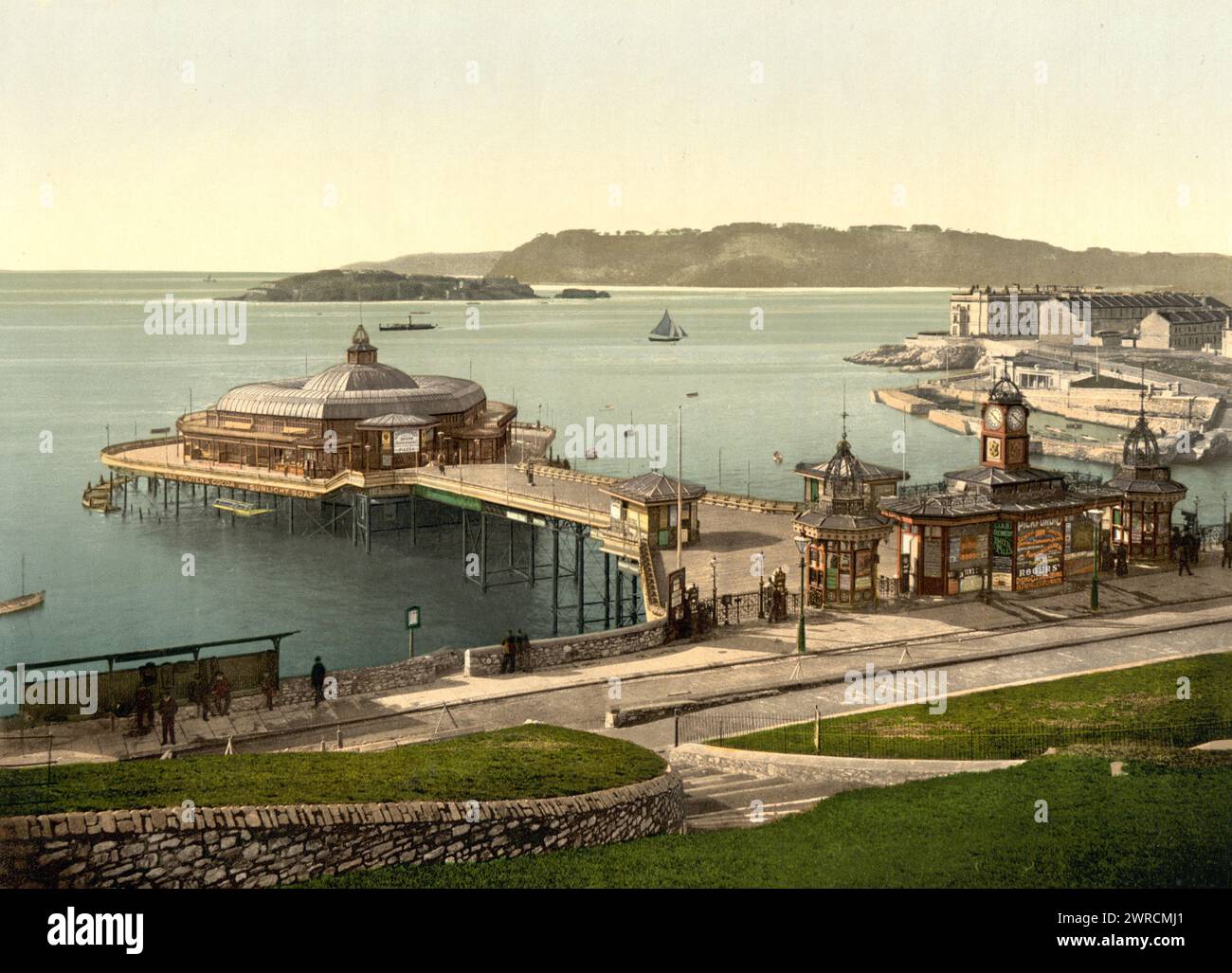 The Pier, with Drake's Island, Plymouth, England, between ca. 1890 and ...