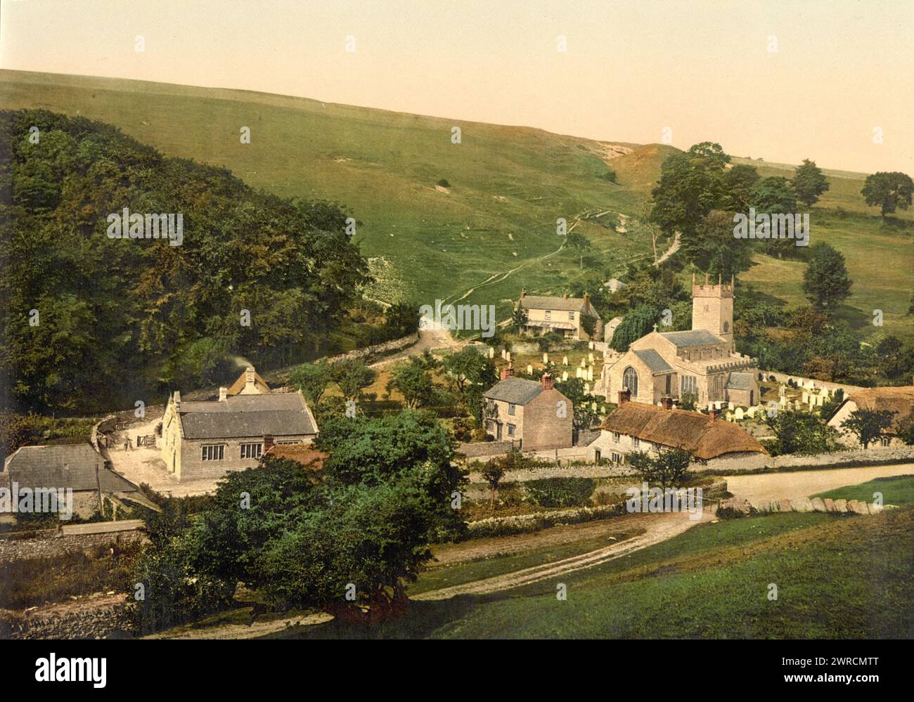 General view, Upwey, England, Image shows the village of Upwey which is ...