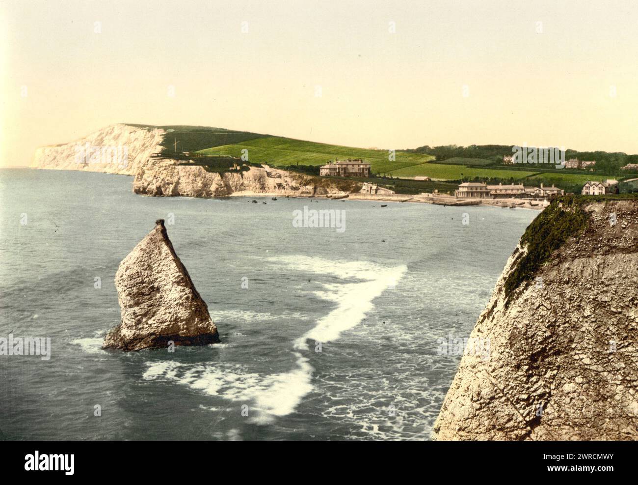 Freshwater Bay and Stag Rock, Isle of Wight, England, between ca. 1890 ...