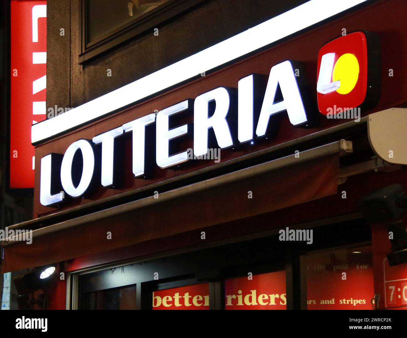 A logo of LOTTERIA is seen in Shinjuku Ward, Tokjyo on October 16, 2022 ...