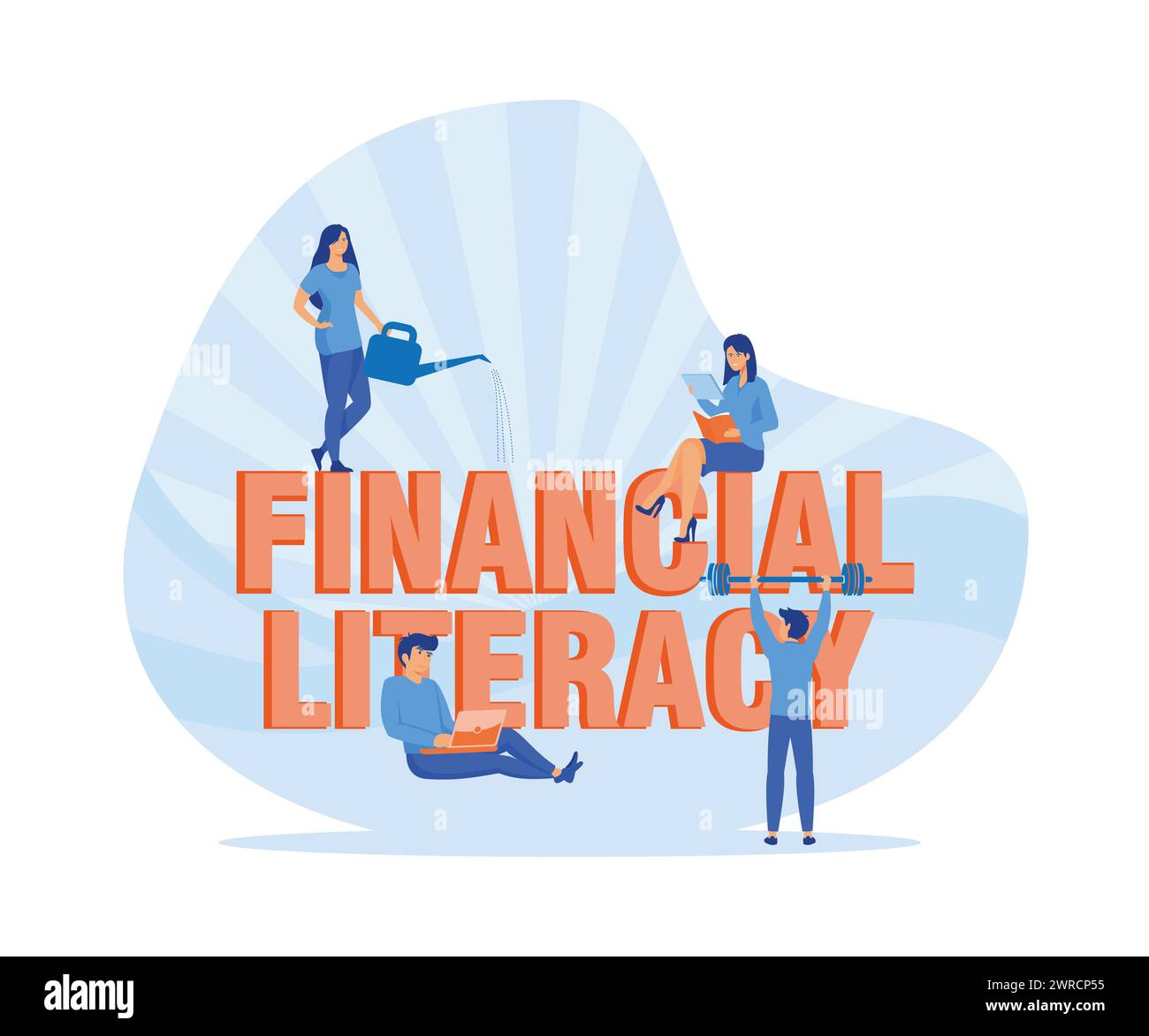 Financial education. Young men and women faceless in different ...