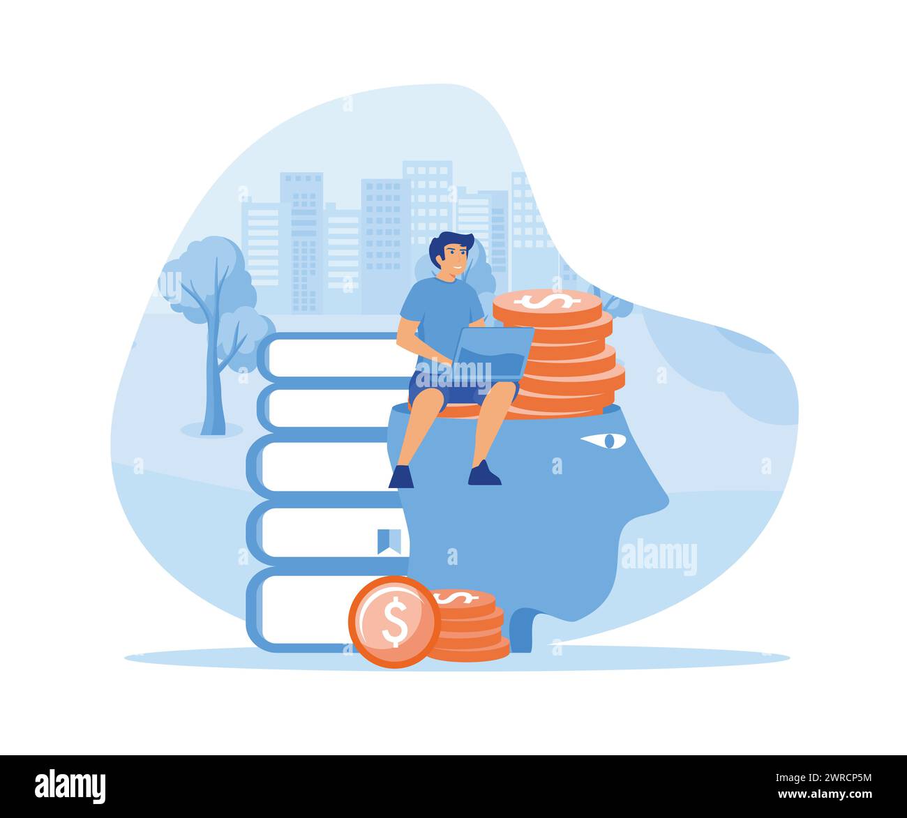 Financial literacy. People investing money in knowledge and education ...