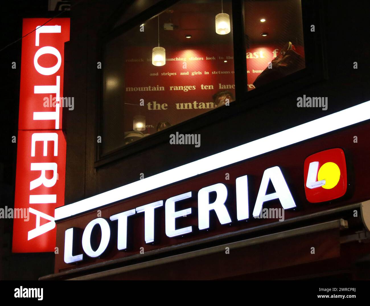 A logo of LOTTERIA is seen in Shinjuku Ward, Tokjyo on October 16, 2022 ...