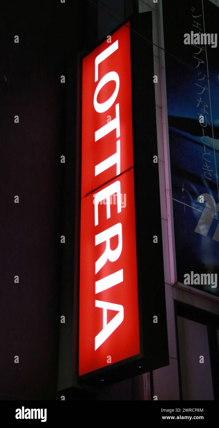 A logo of LOTTERIA is seen in Shinjuku Ward, Tokjyo on October 16, 2022 ...