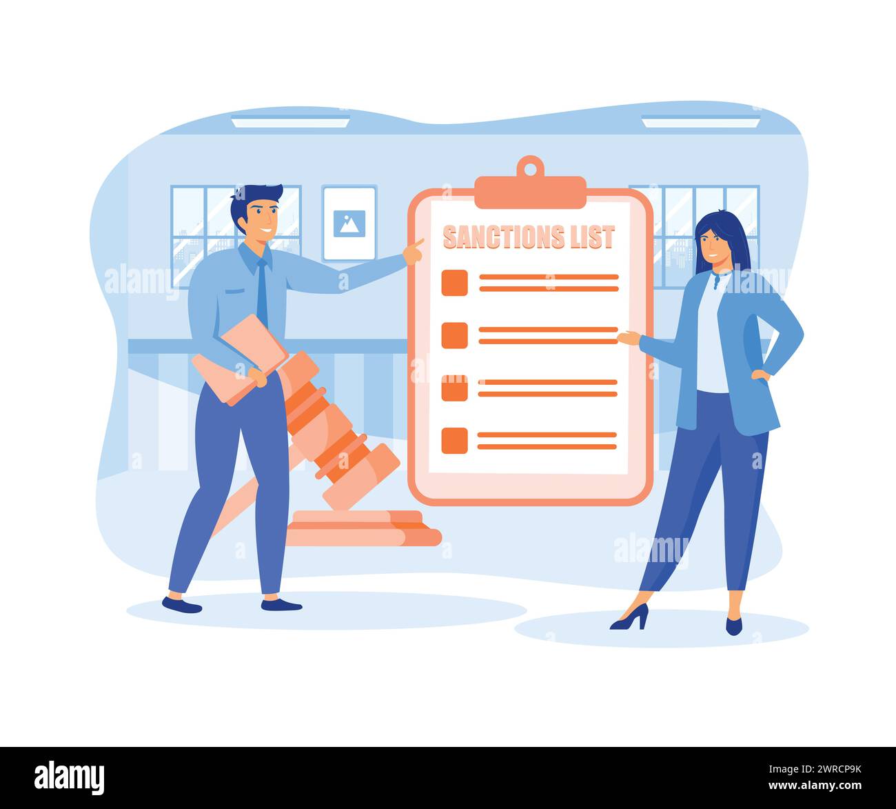 Sanctions vector concept. Business people discuss list of sanctions ...