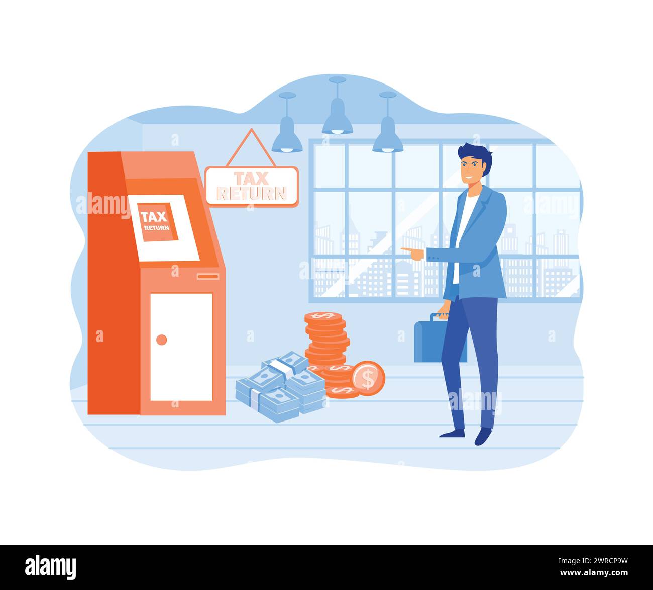 Tax return. Successful businessman, Businessman standing in front of ...