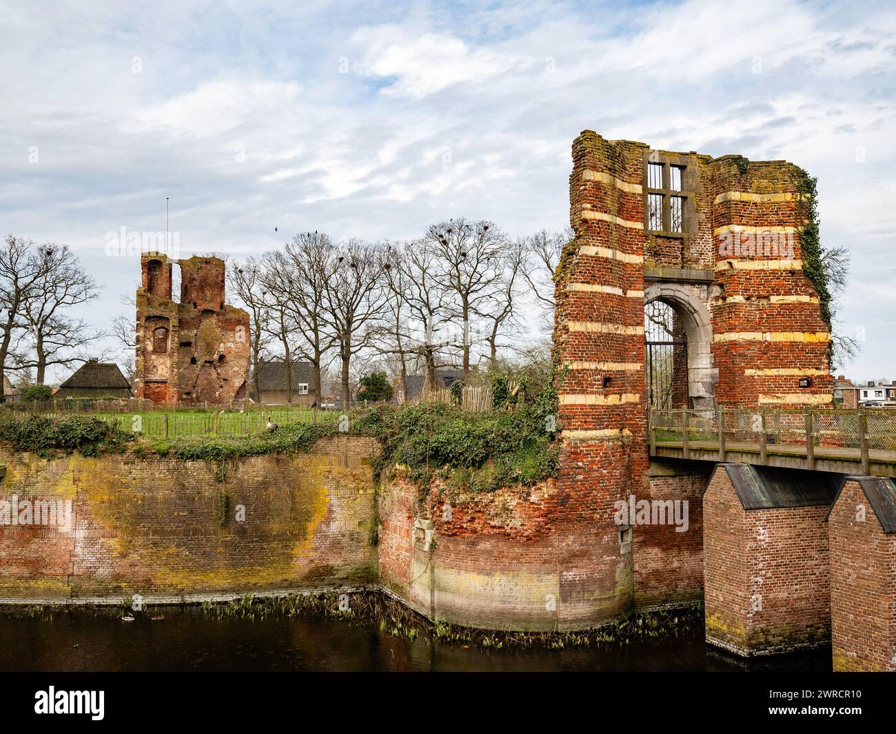 Wijchen, Netherlands. 10th Mar, 2024. A view of a castle ruins ...