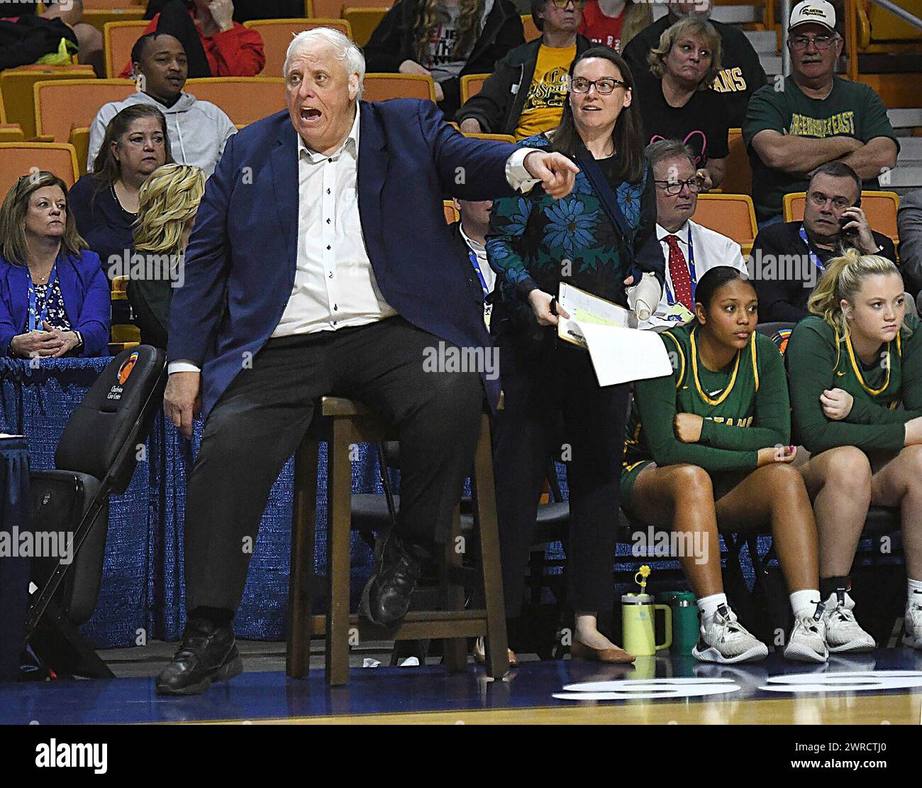 West Virginia Gov. Jim Justice, coach of the Greenbrier East High ...