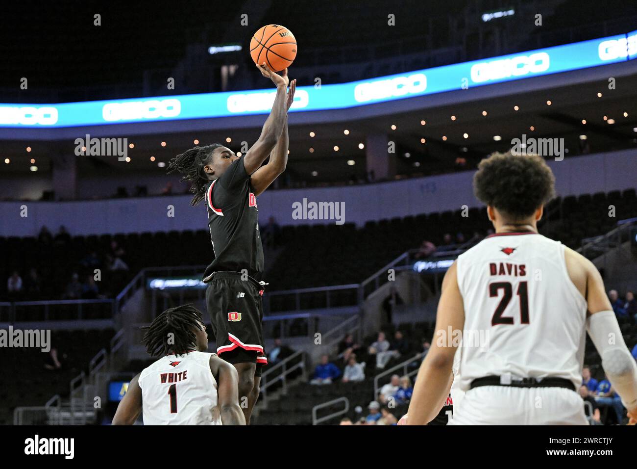 Denver Pioneers guard DeAndre Craig (4) shoots a three pointer during ...