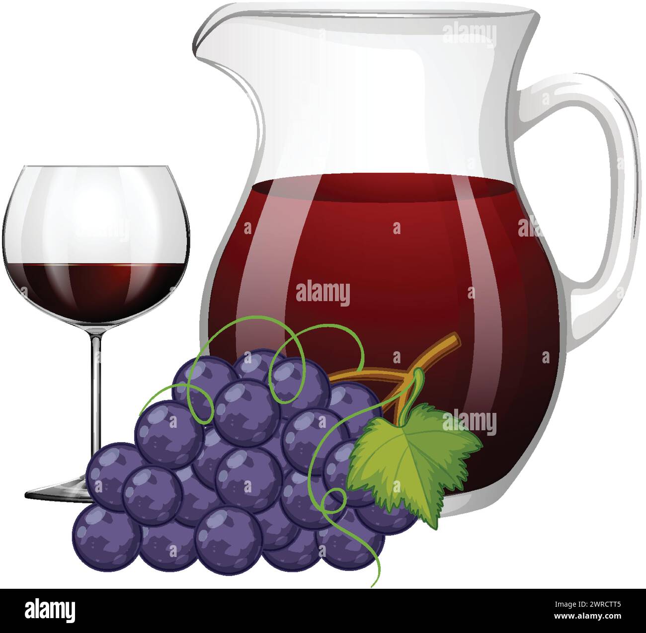 Vector illustration of sangria in a pitcher with grapes Stock Vector ...