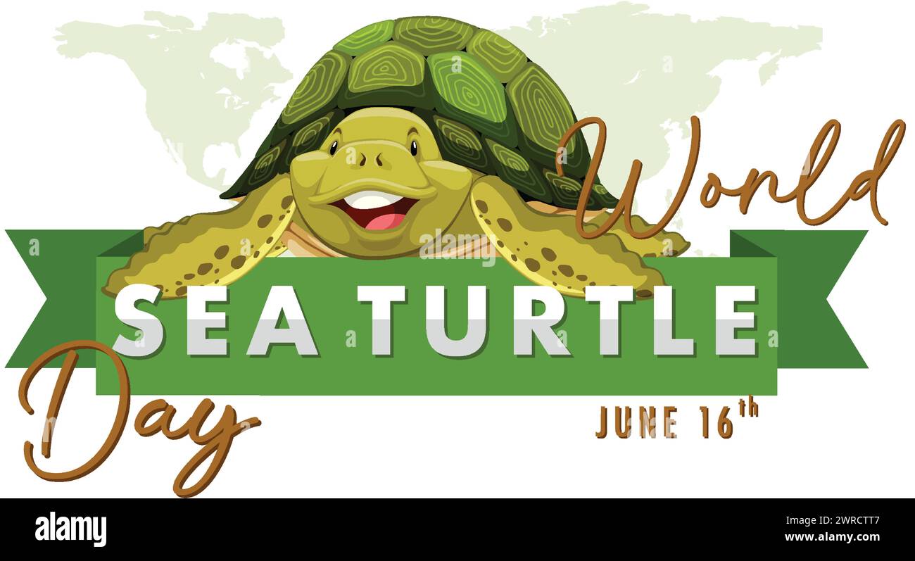 Illustration of a happy sea turtle with event text Stock Vector Image ...