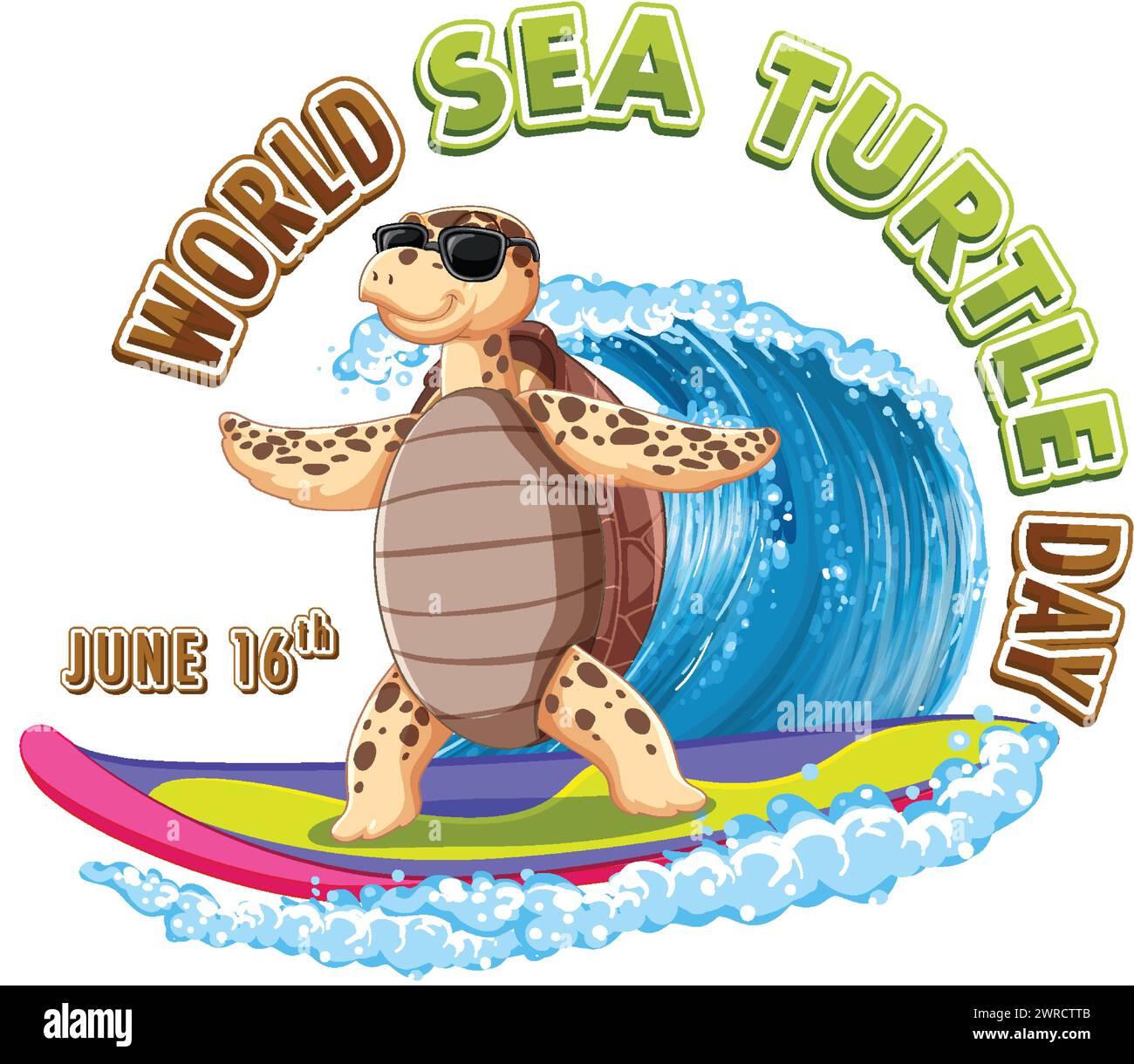 Cartoon sea turtle surfing a wave with style Stock Vector Image & Art ...