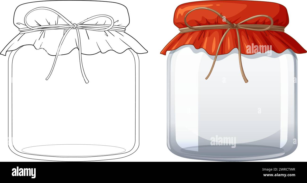 Illustration of two glass jars with decorative covers Stock Vector ...