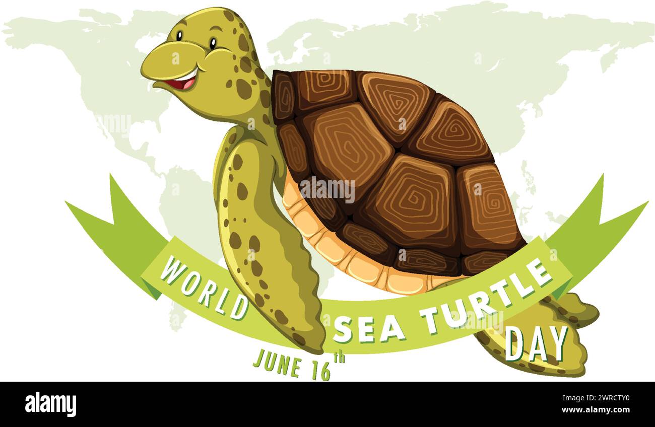 Illustration of a sea turtle for a global awareness day Stock Vector ...