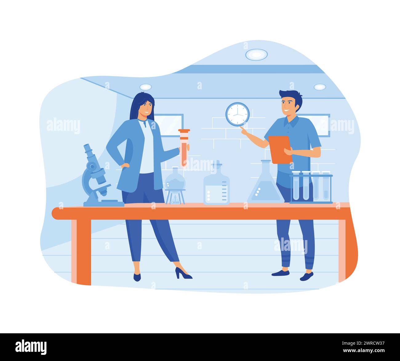 Scientists conducting scientific research, analysis and tests of ...