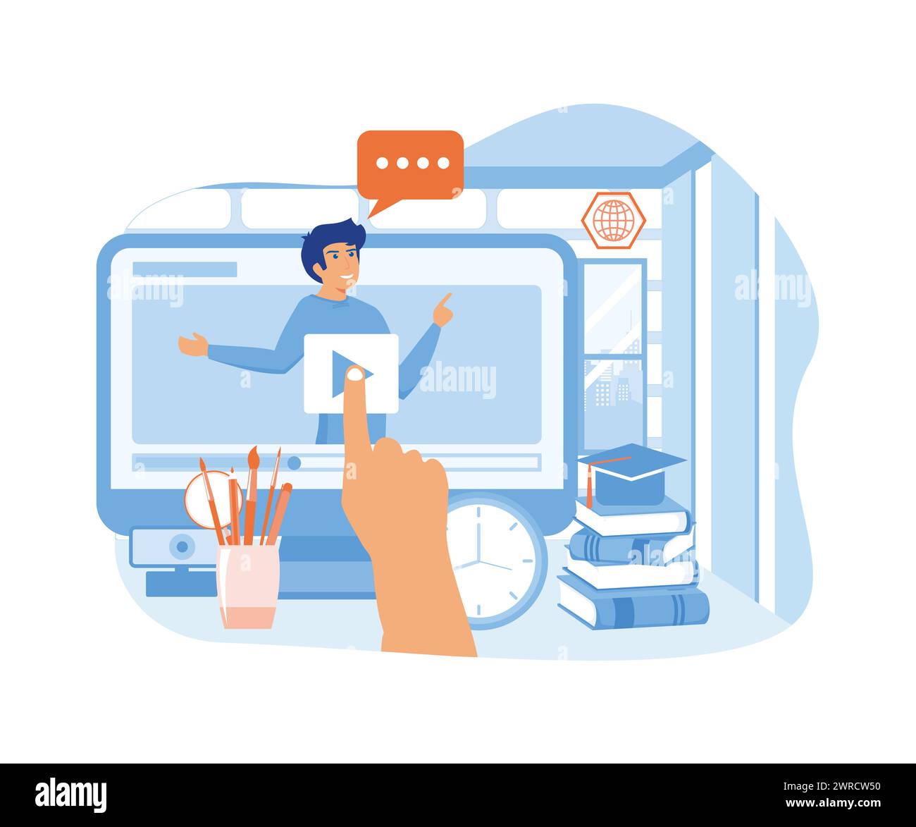 Student with touch screen computer Stock Vector Images - Alamy